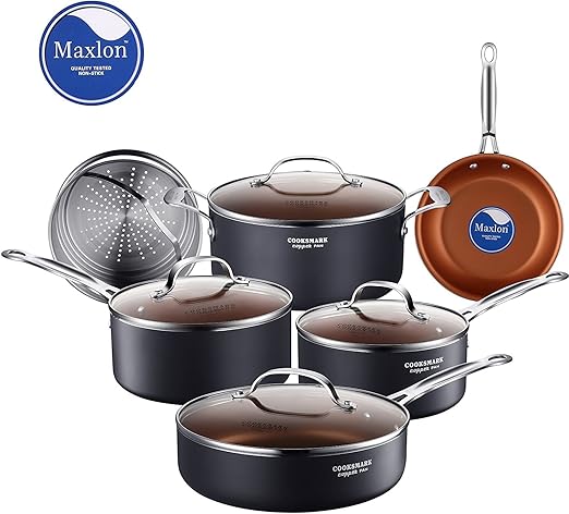 Cooksmark 10-Piece Copper Ceramic Induction Compatible Nonstick Pots ...