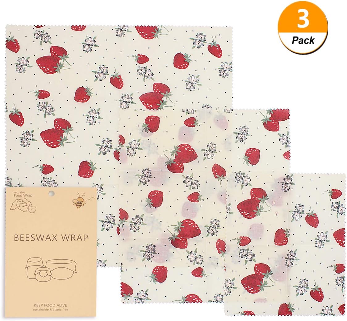 Beeswax Food Wrap Reusable Organic Wraps Food Storage Cloth 3-Pack ...