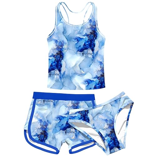 uideazone Girls Three Piece Swimsuits 8t 3D Printed Hawaiian Marbling ...