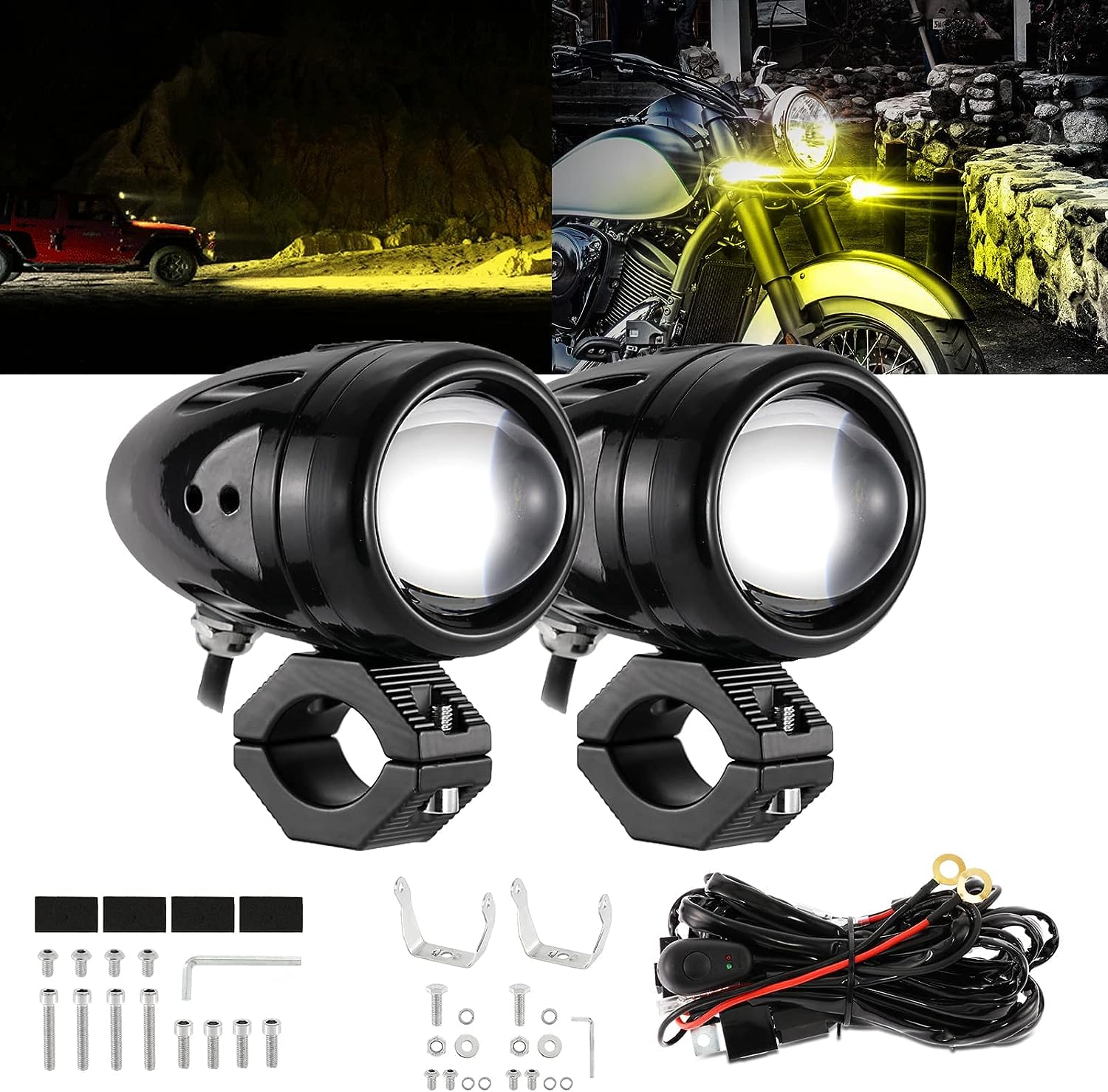 Mua Motorcycle Fog Light LED Driving Auxiliary Pod Light, 3 Inch Amber ...