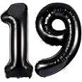 Amazon.com: Black 19 Number Balloons, 40 Inch Giant Number 19 Balloons ...