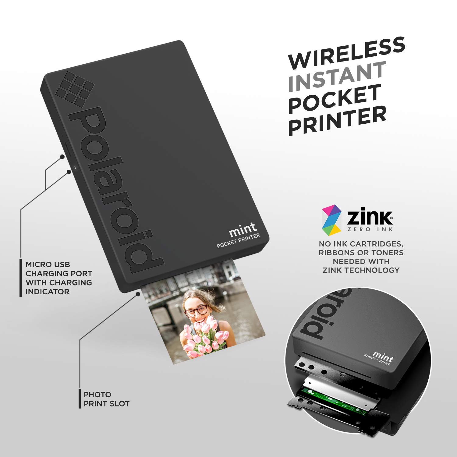 Mua Polaroid Mint Pocket Printer w/ZINK Zero Ink Technology. Built-In ...
