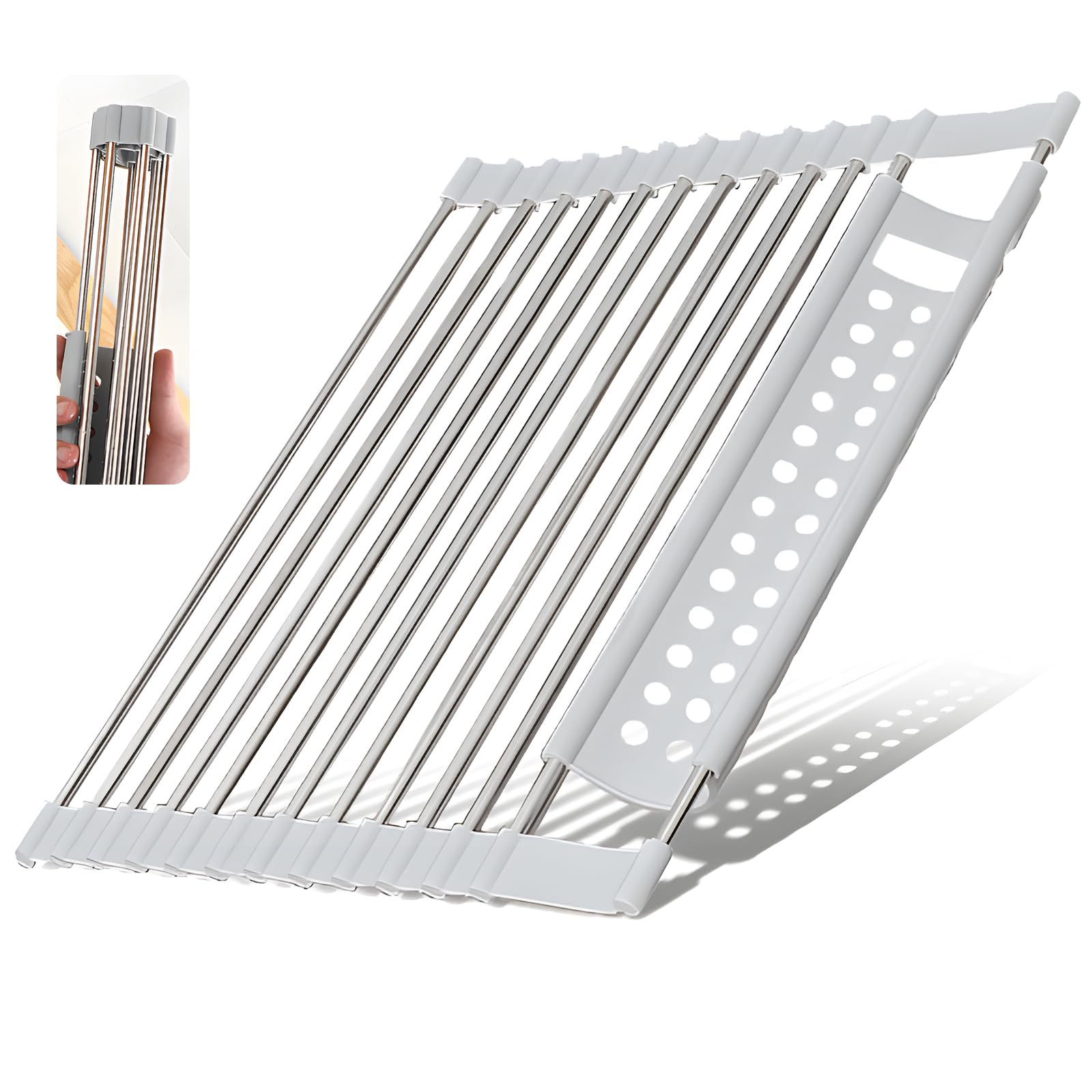 Santentre Roll Up Dish Drying Rack, Over The Sink Dish Drying Rack, 304 ...