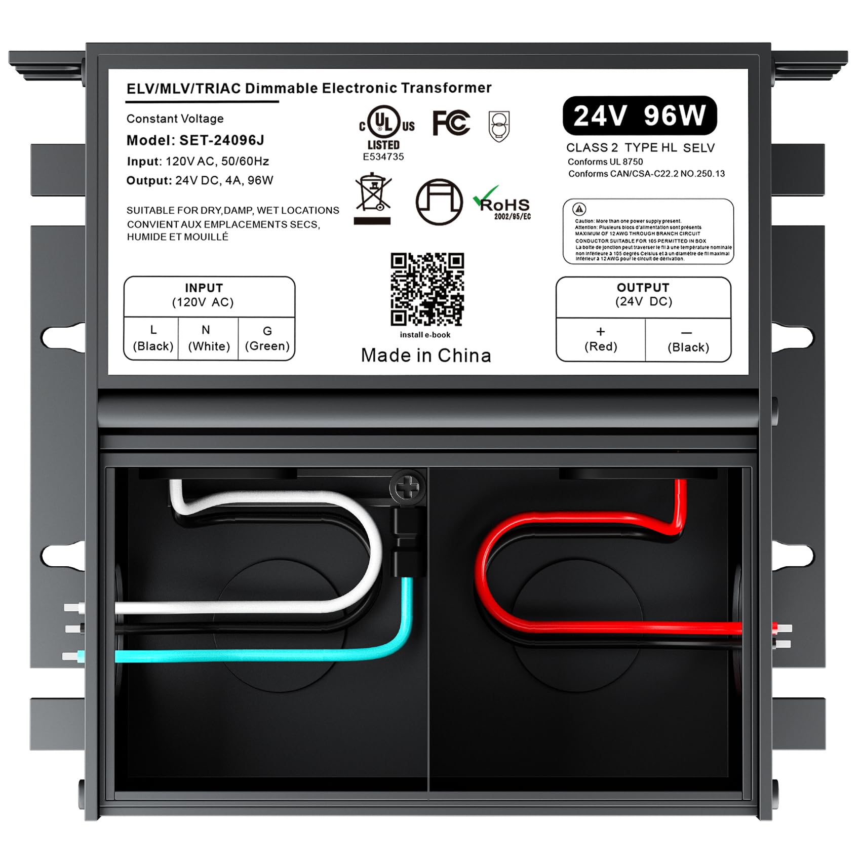 96W Dimmable LED Driver 24V, Triac/ELV/MLV AC to DC Compatible with ...
