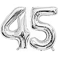 Amazon.com: Silver 45 Number Balloons, 40 Inch Giant Number 45 Balloons ...