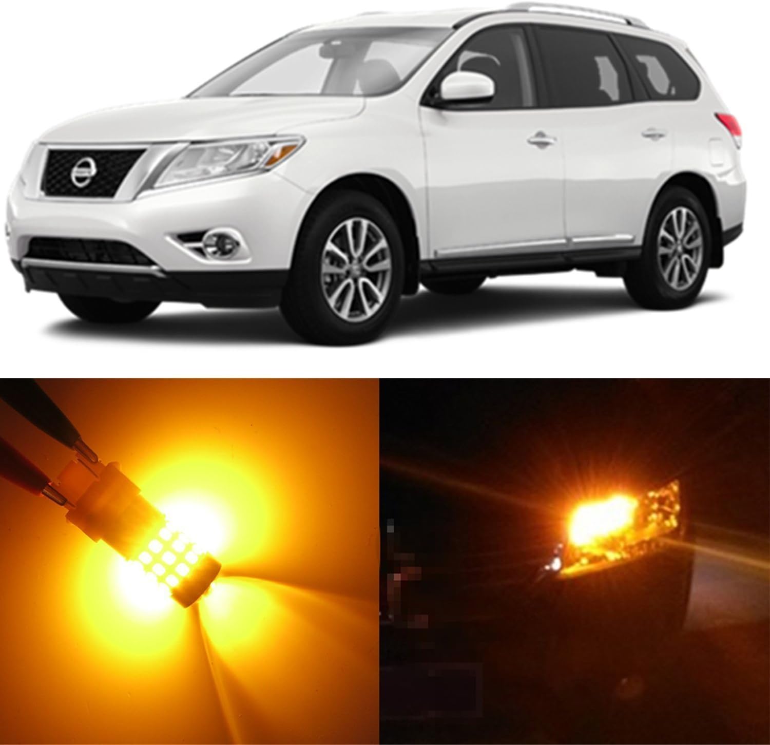 Amazon.com: Alla Lighting 2x Super Bright Amber Yellow 3156AK 3457K ...