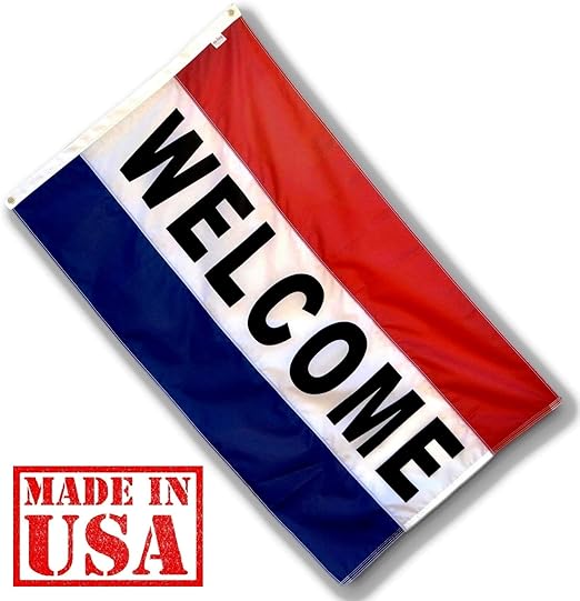Amazon.com : US Flag Factory - 3x5 FT Nylon WELCOME Flag (Sewn Stripes ...