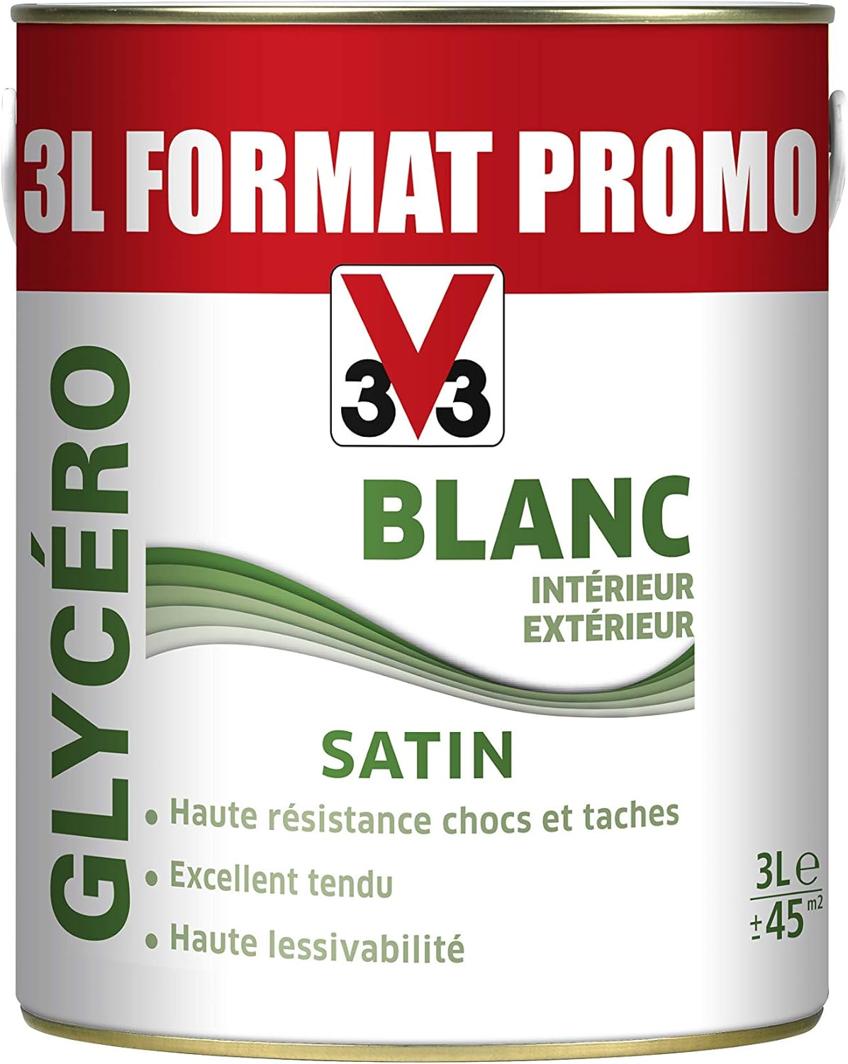 V33 Peinture glycéro Satin - intérieur/ extérieur, Blanc, 3L: Amazon.fr ...