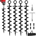 Amazon.com : Ground Anchor Screw in, 4 Pack Spiral Trampoline Anchors with Nut and Tool Swing ...