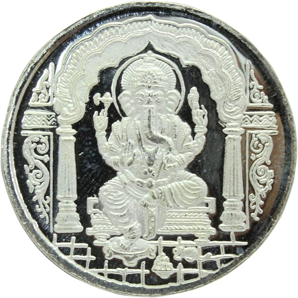 Rajasthan gems Religious 999 fine silver coin India God Lord Ganesha Om ...