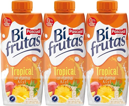 Bifrutas Tropical Bebida Refrescante con Leche y Zumo de Frutas - 3 x ...
