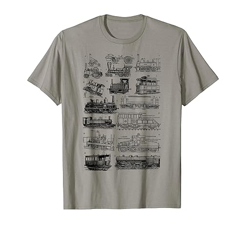 Steam Engine Train Steam Train Locomotive vintage chart T-Shirt in ...