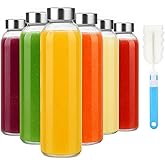 Amazon.com: Glass Juice Bottles 4 Pack 20 oz - Wide Mouth Glass Water Bottles with Lids - for ...