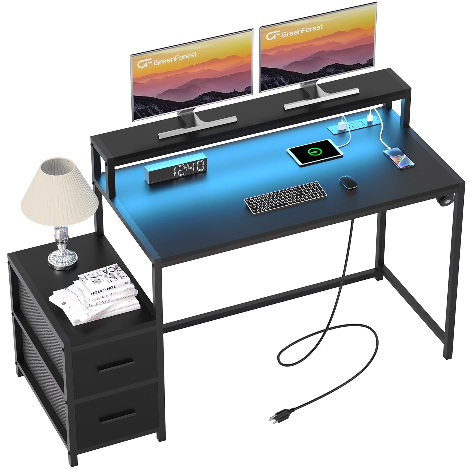 GreenForest Small Desk for Bedroom, 39.4 inch Computer Desk with 2 ...