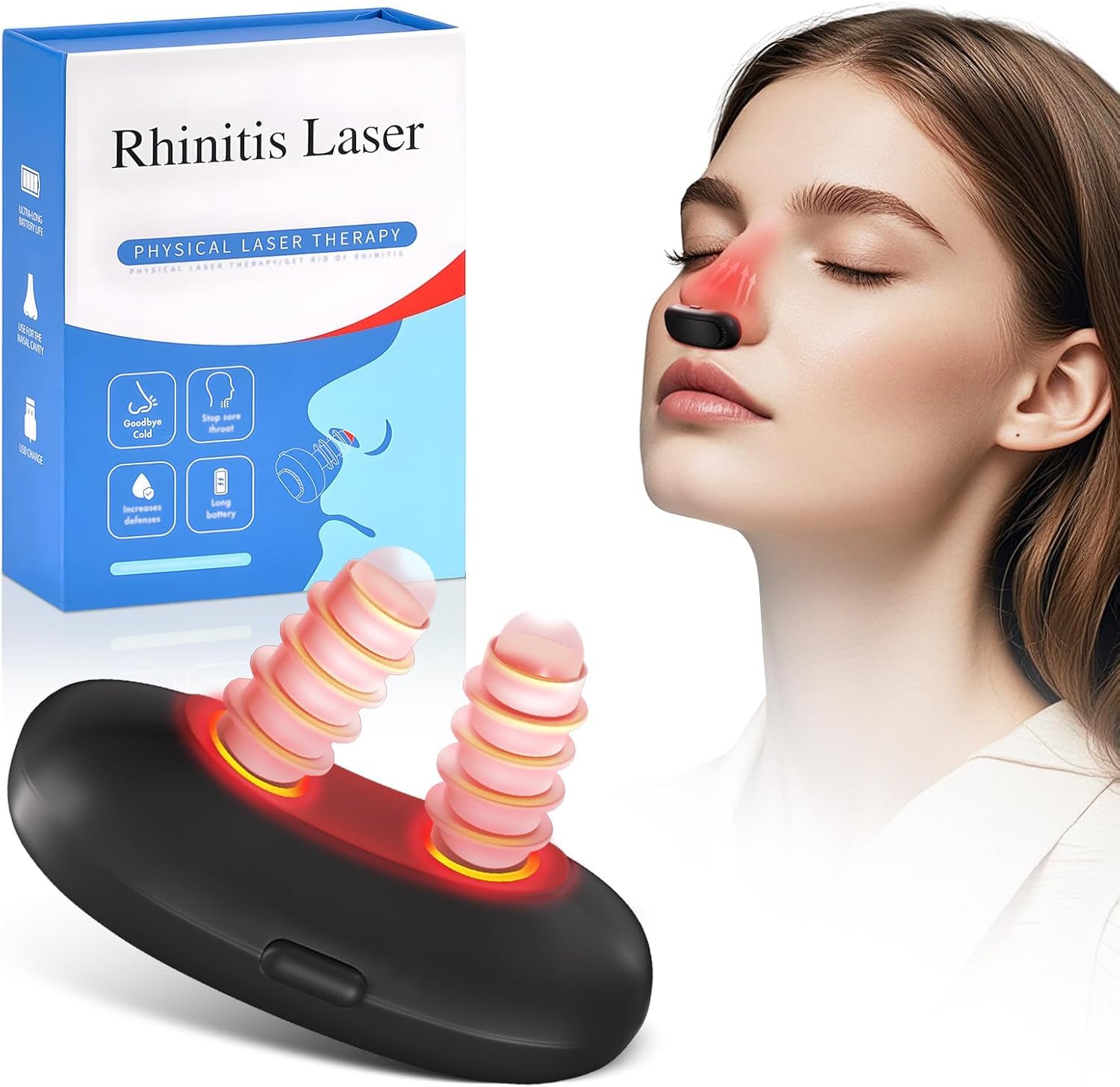 Red Light Nasal Therapy Device, Rechargeable Red Light Nasal Therapy ...
