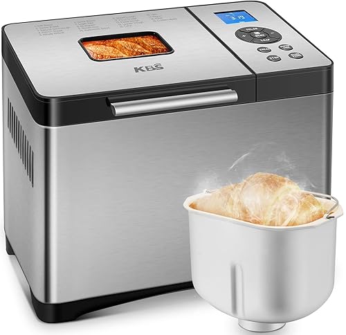 KBS Large 19-in-1 Bread Machine, 2LB Fully Stainless Steel Bread Maker ...