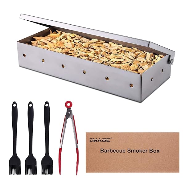Smoker Box, IMAGE Heavy Duty Stainless Steel Smoker Box Gas Grill, BBQ ...