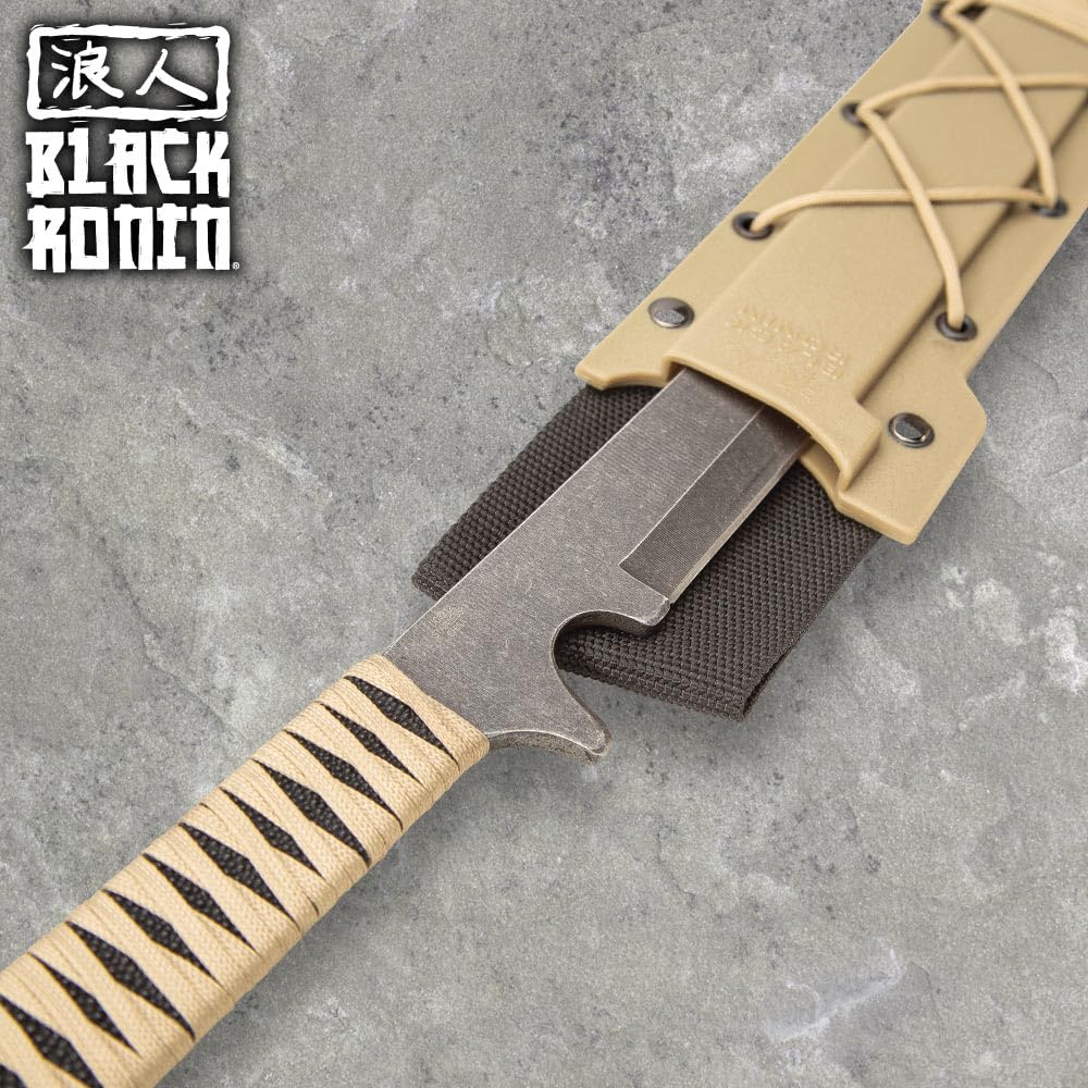 BLACK RONIN Tan Combat Wakizashi Sword | 17" 420 Stainless Steel Blade ...