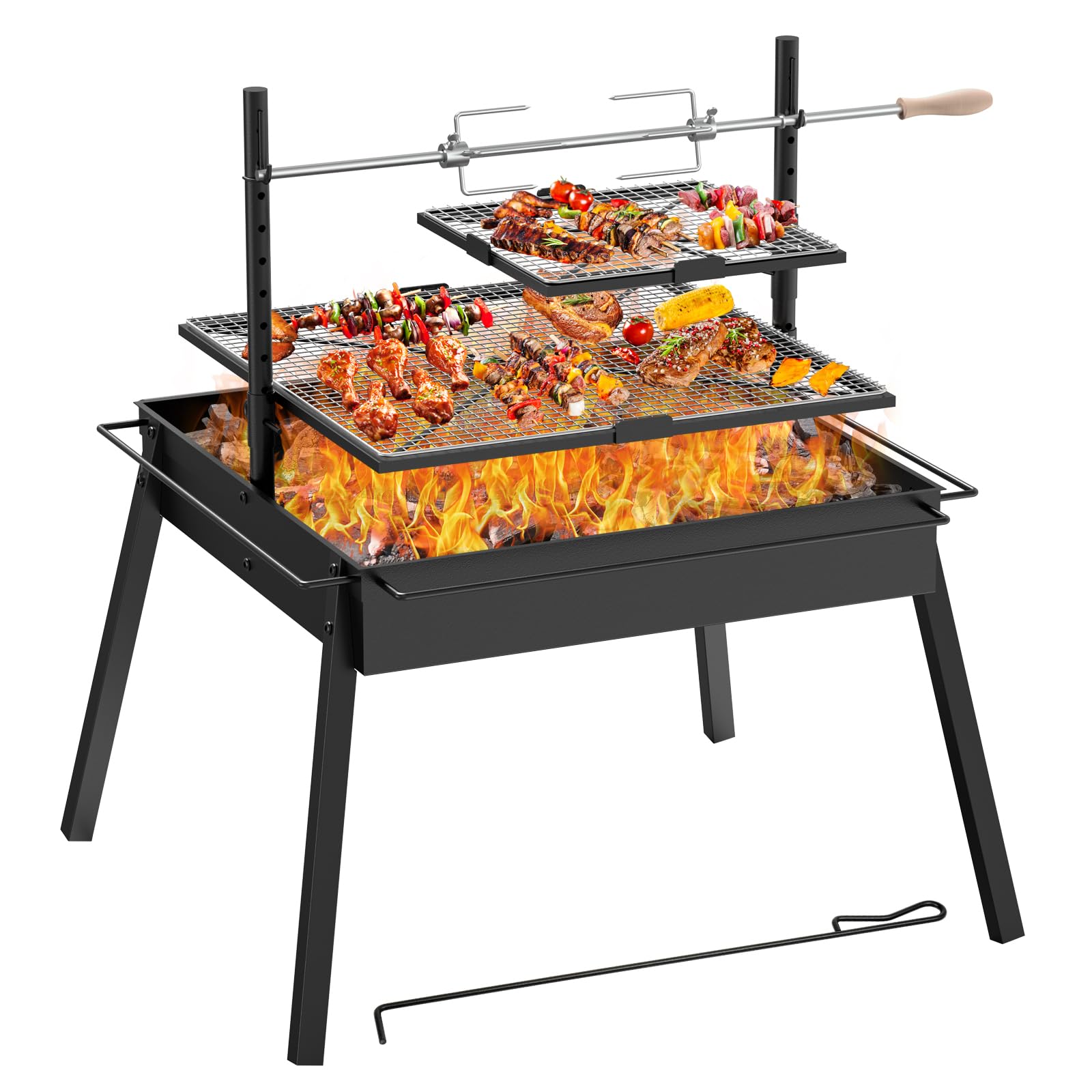 Fire Pit with 2 Grills, Fire Pits & Outdoor Fireplaces, Outdoor Fire ...