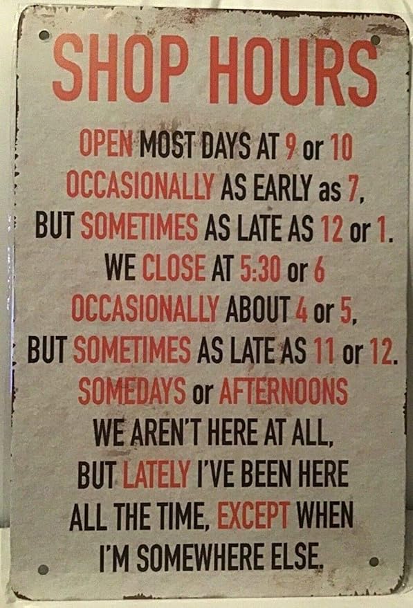 Amazon Metal Tin Signs Funny Business Shop Hours Vintage Home Amazon Metal Tin Signs Funny Business Shop Hours Vintage Home