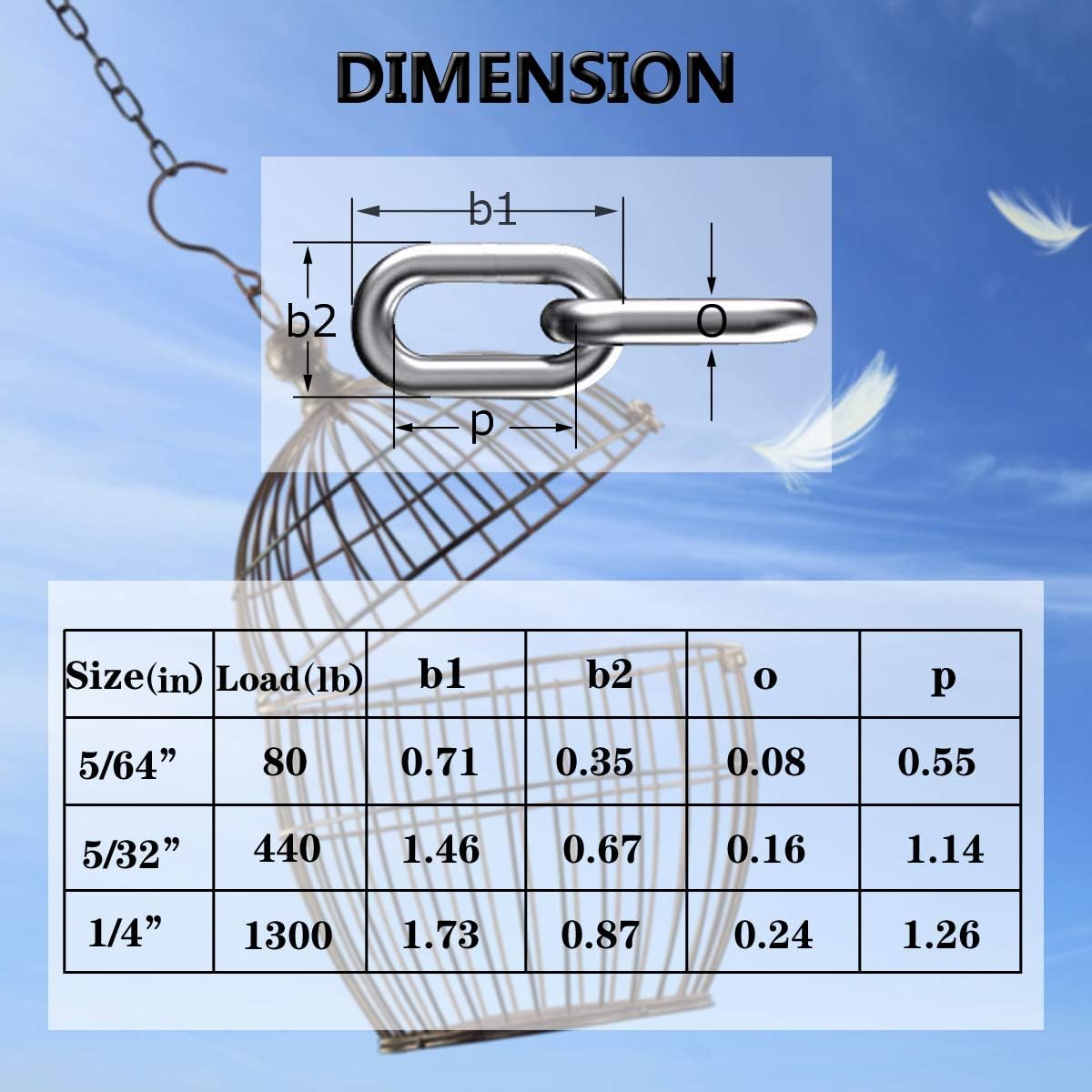 Stainless Steel Link Chain, Ekunbuy 304 Stainless Steel Link Proof Coil ...