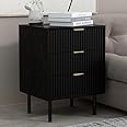 Amazon.com: conifferism Fluted Black Nightstand 3 Drawers, 19" Small ...