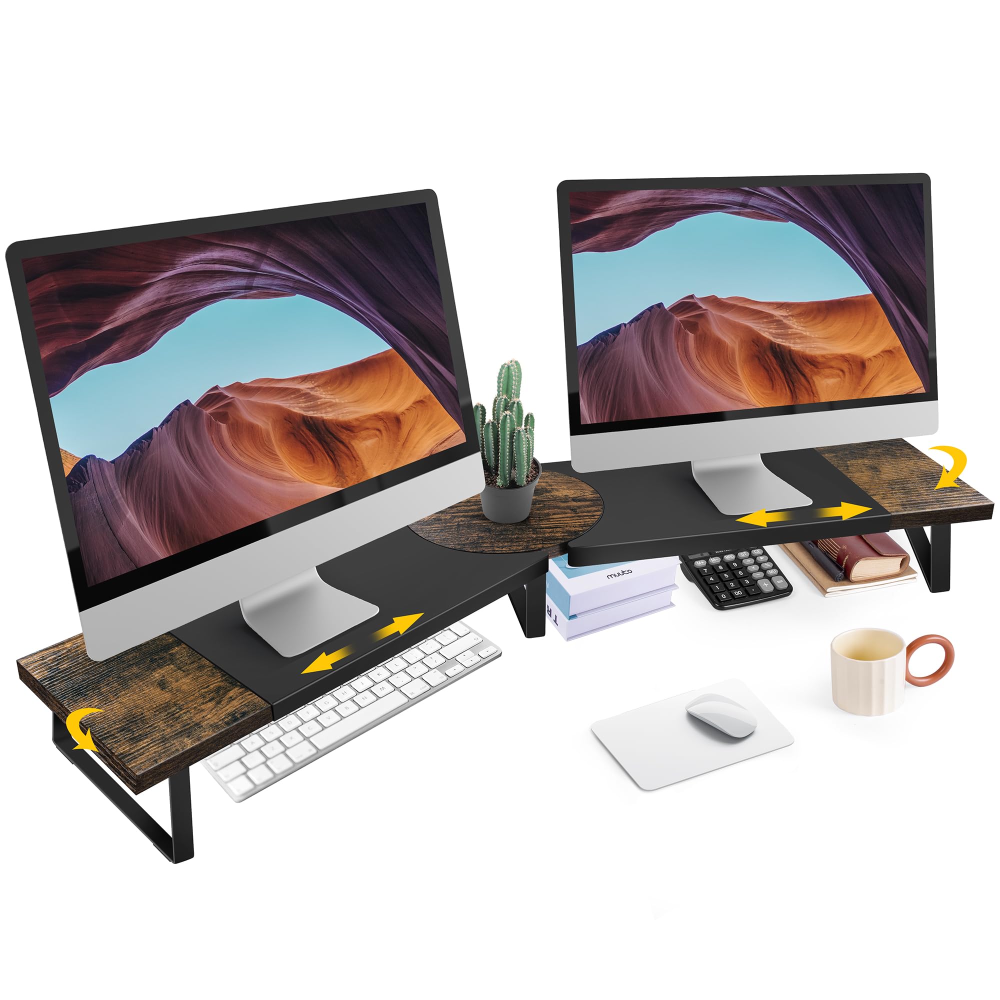 Across-Star Dual Monitor Riser Stand For Desk, Adjustable Computer ...
