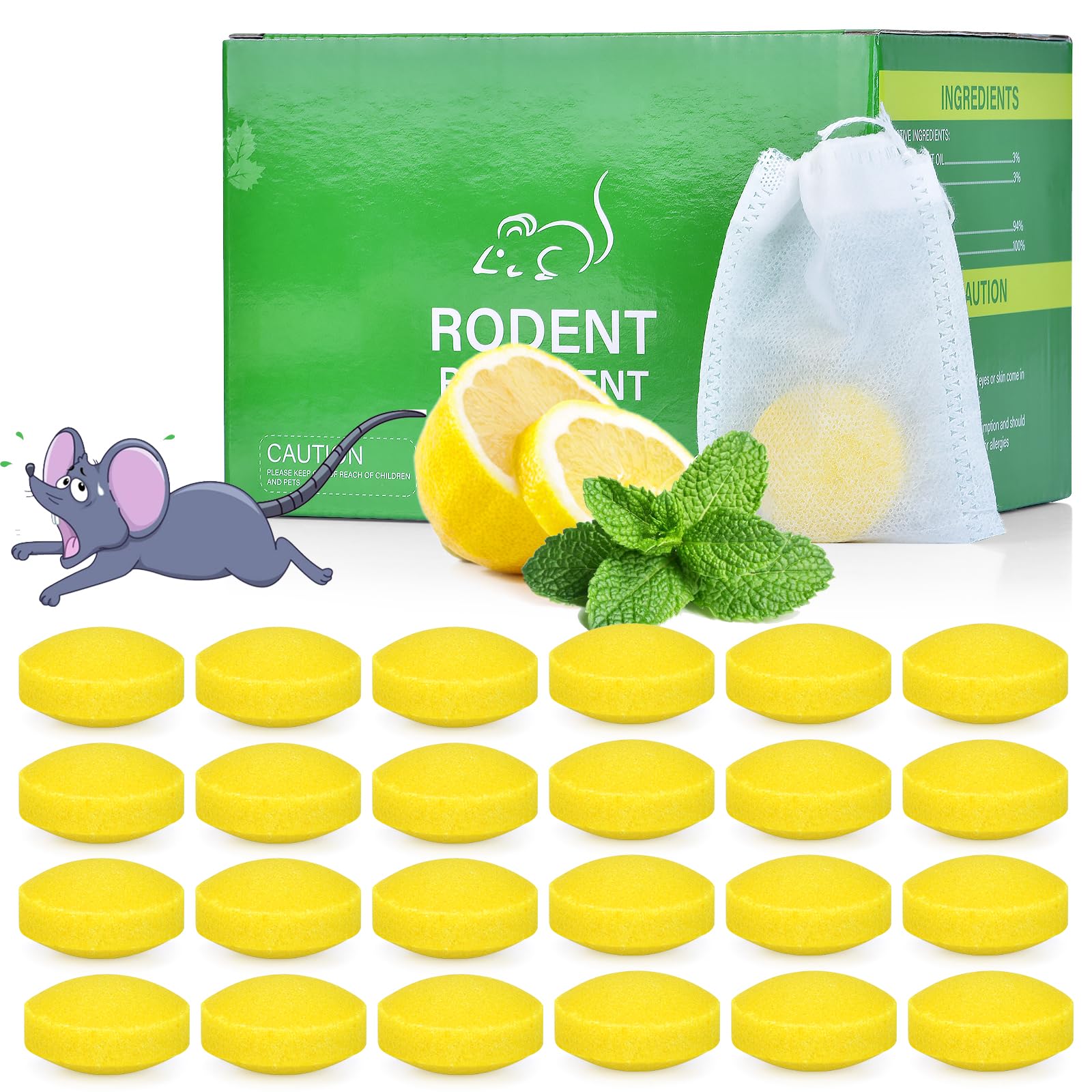 Mouse Rodent Repellent, 24 Pack Peppermint Lemon Mice Repellent for ...