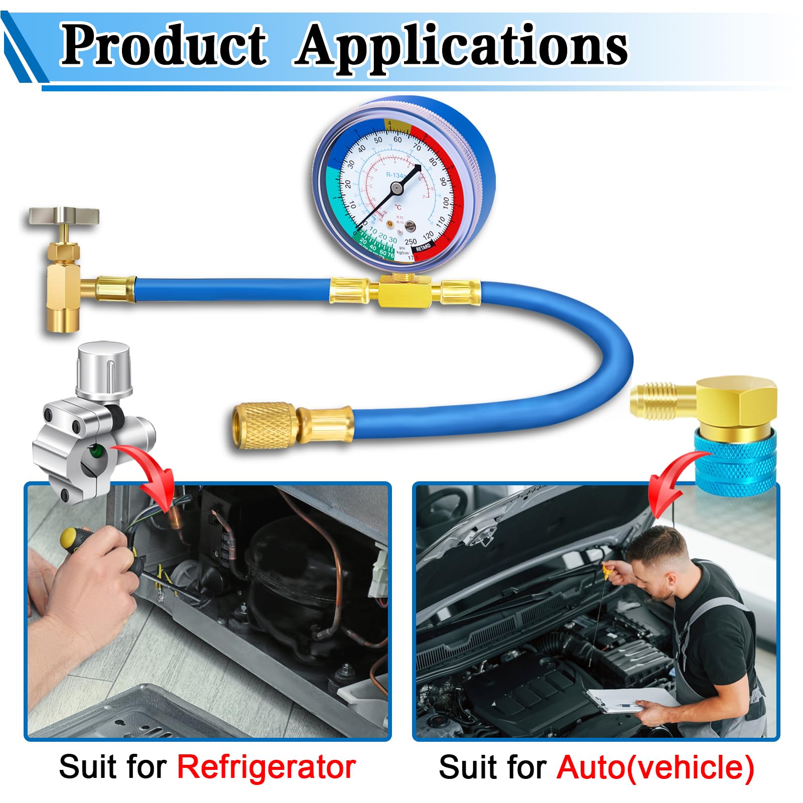 Refrigerator Freon Recharge Kit, R134a Refrigerant Recharge Kit, A/C ...