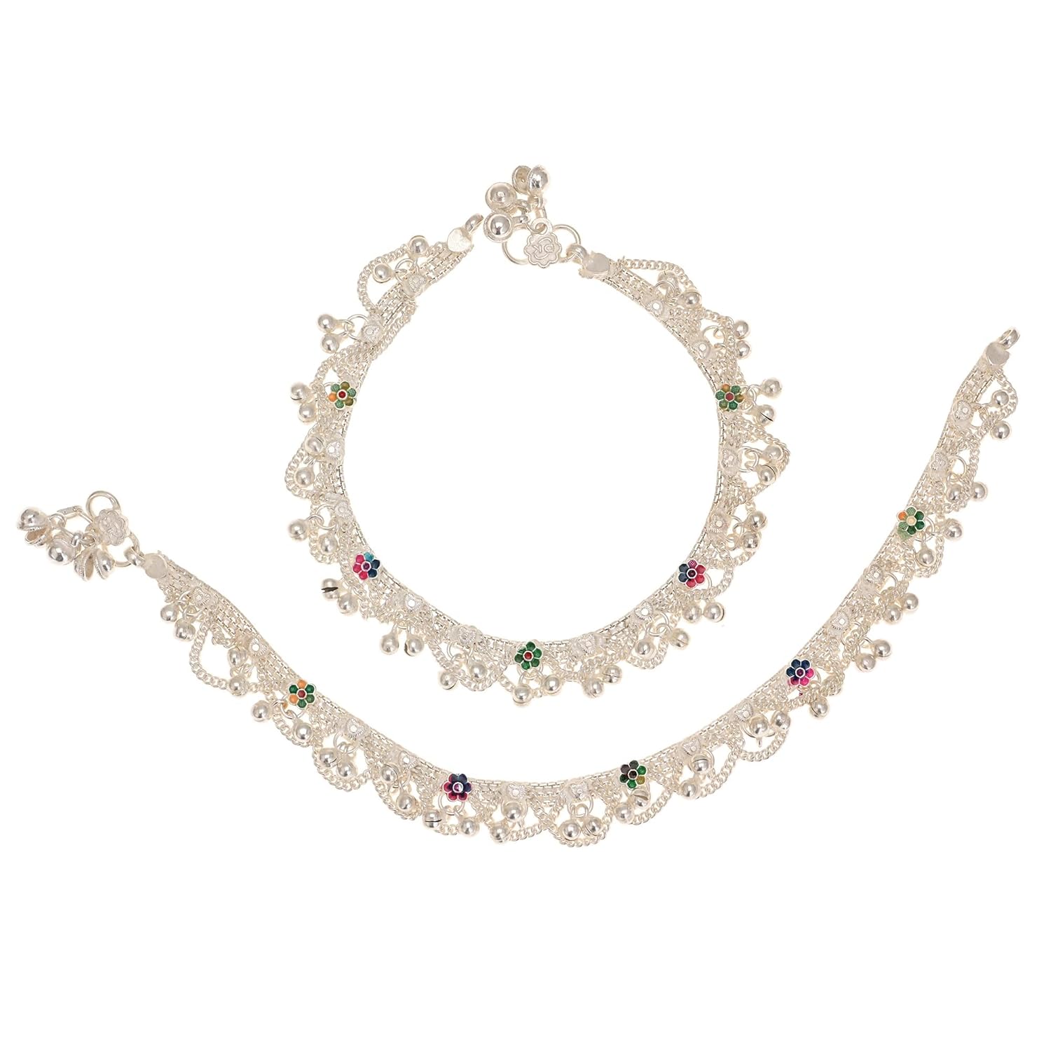 Buy Maalgodam Indian Traditional Ethinic German Silver Anklets Pajeb ...