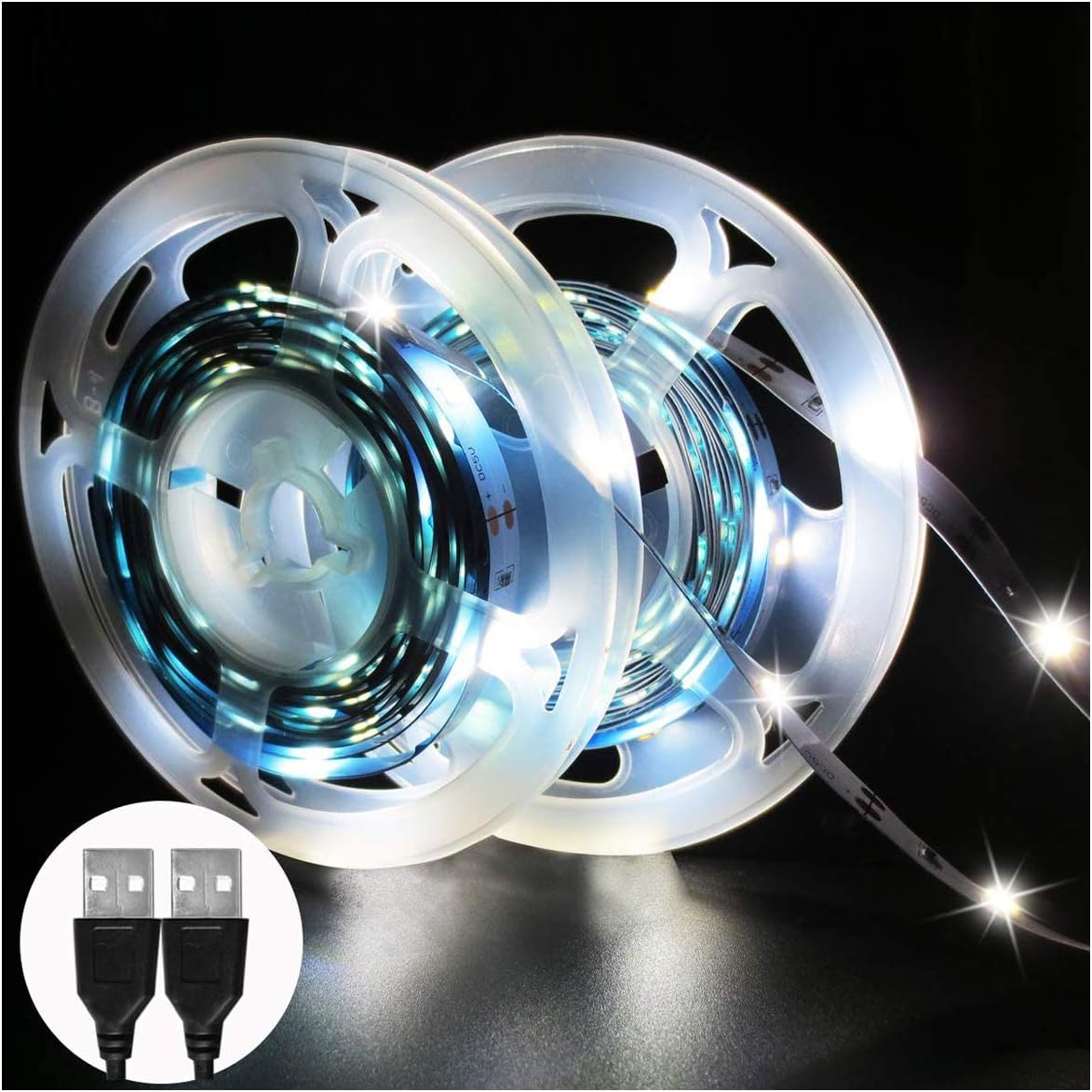 2 Pack Tesfish LED Strip Lights, 2 x 3M Total 180 LEDs 5V USB White ...