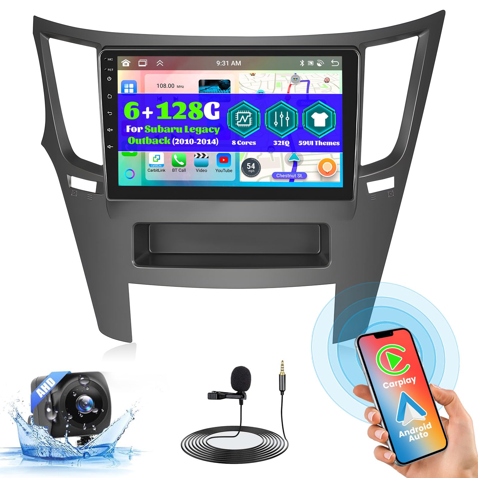 Roinvou 8 Cores 6+128G Android Car Radio for Subaru Legacy Outback 2010 ...