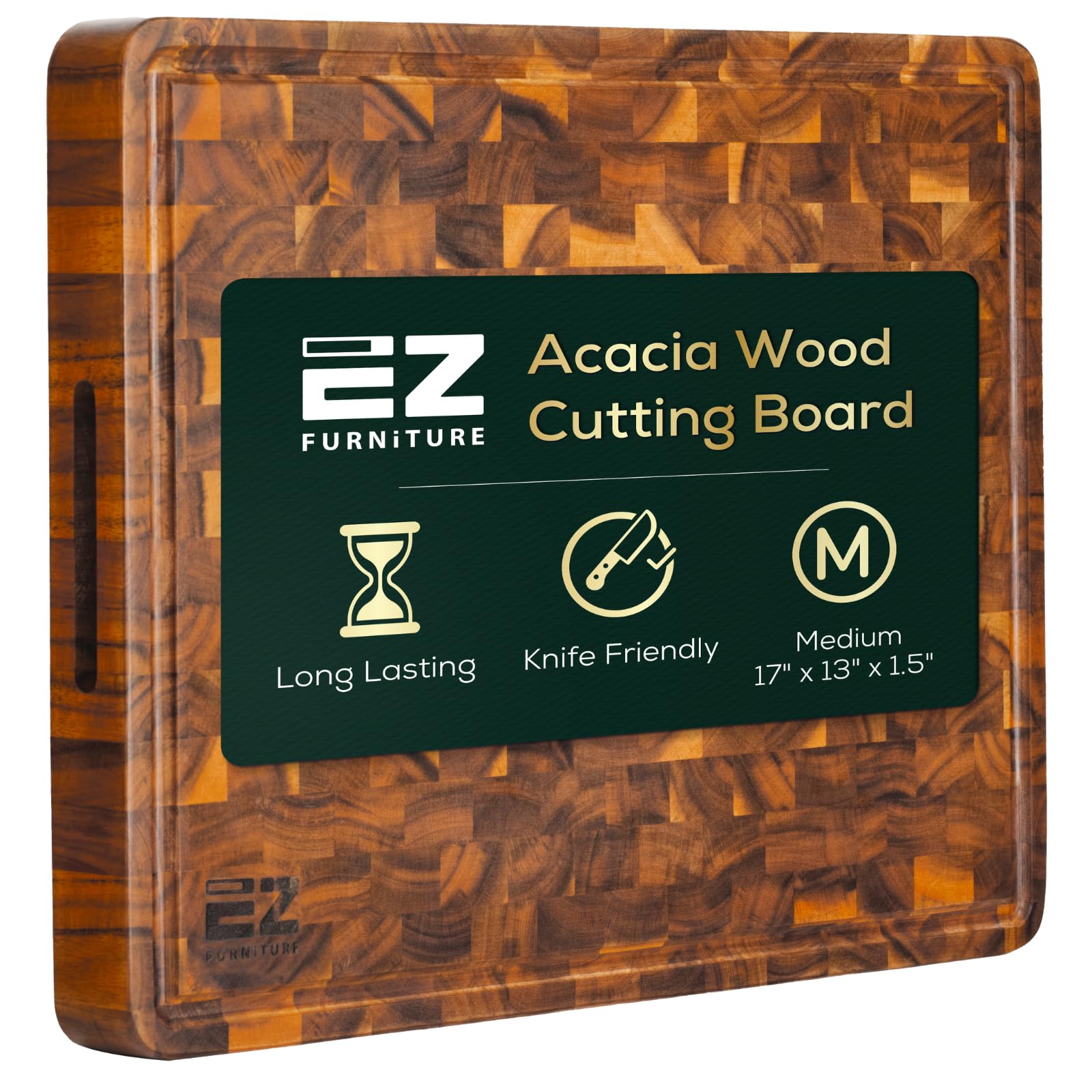 EZ FURNITURE 17 x 13 Inch Acacia Wood Cutting Boards for Kitchen ...
