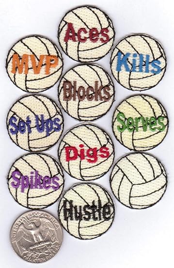 Amazon.com: 20 Volleyball Award Patches 2 x 10-Packs Design Variety 100 ...