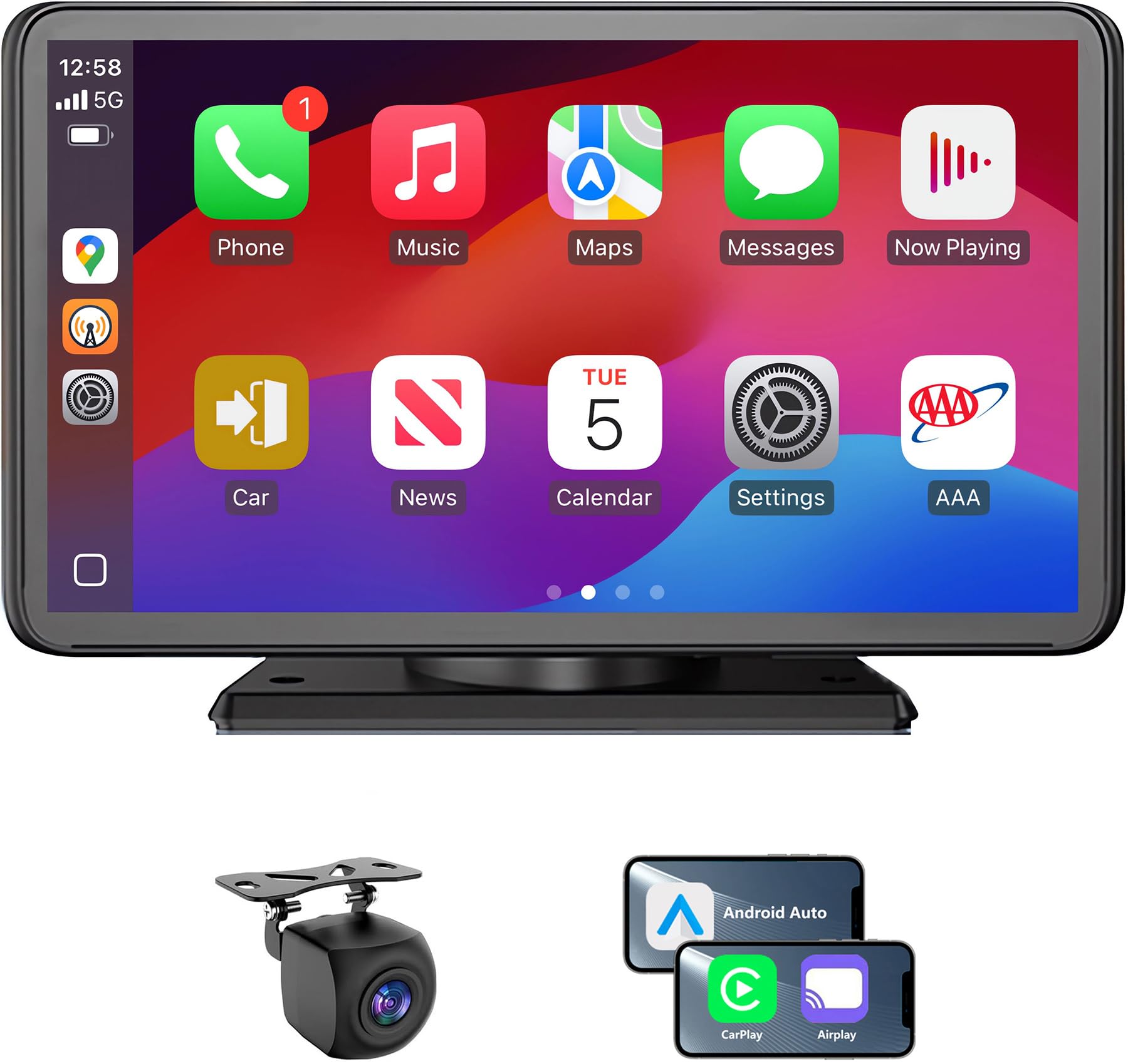 Portable Apple Carplay/Android Auto Screen for Car, 7 Inch HD Touch ...