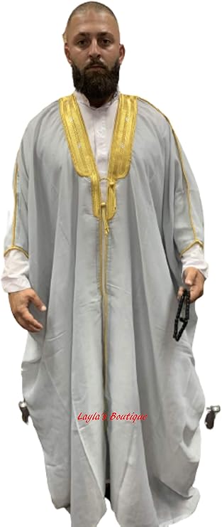 Al Aseel Amazing Mens Bisht Cloak Bisht Thobe Eid (Gray with Gold ...