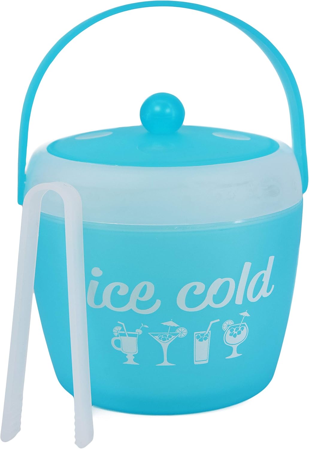 Plastic Ice Cold Bucket with Tongs BBQ Picnic Party Wine Cooler Drinks ...