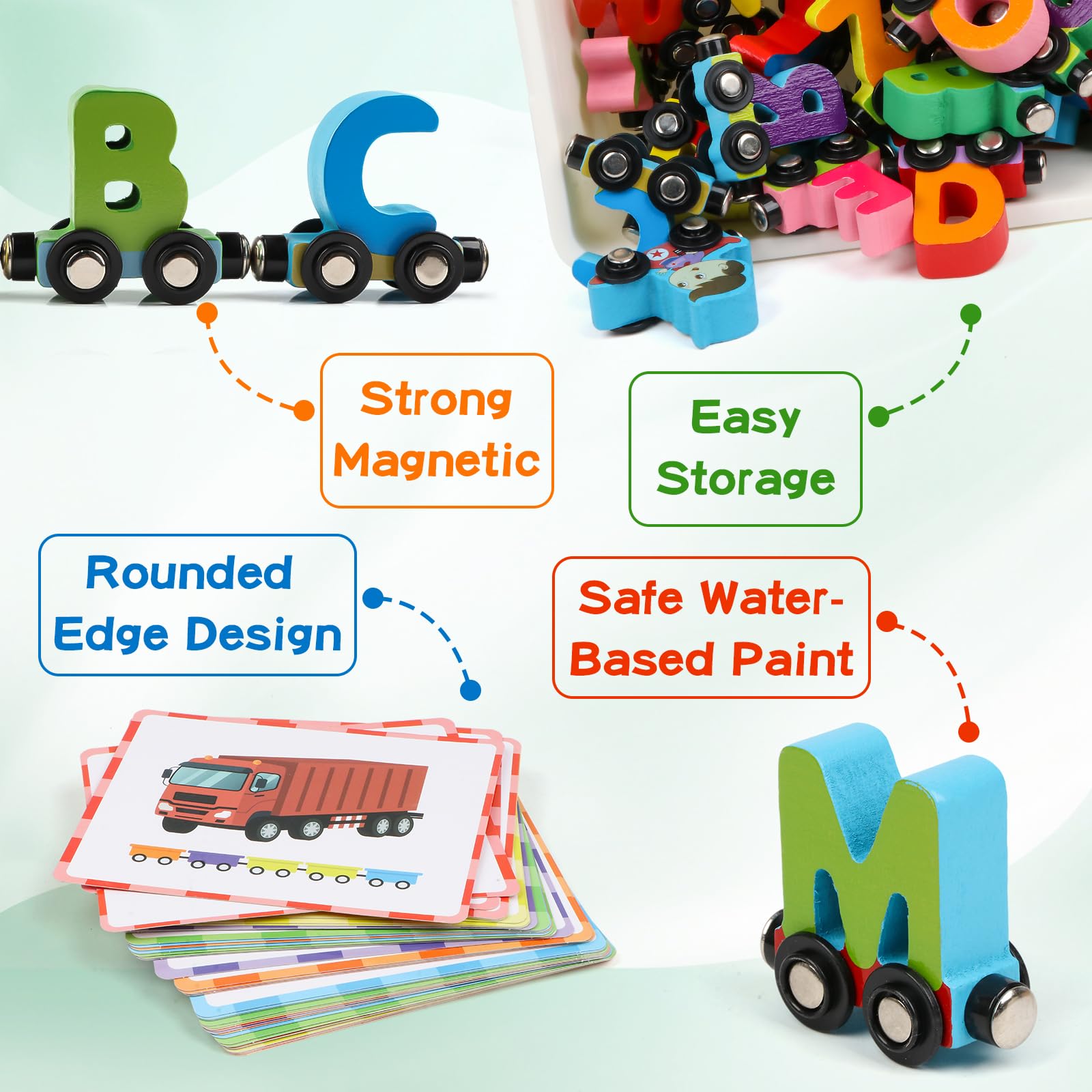 Mua Wondertoys Wooden Alphabet Train Toy 27 PCS Magnetic Alphabet ABC ...