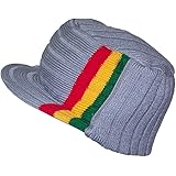 MM Rasta Visor Beanie Skull Cap Stripe Jamaica Reggae Black at Amazon ...