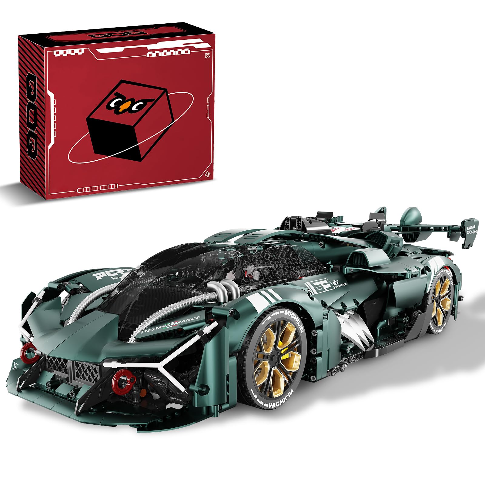 QOQ Sports Car Building Blocks Set, 1:8 Scale Car Model Building Toys ...