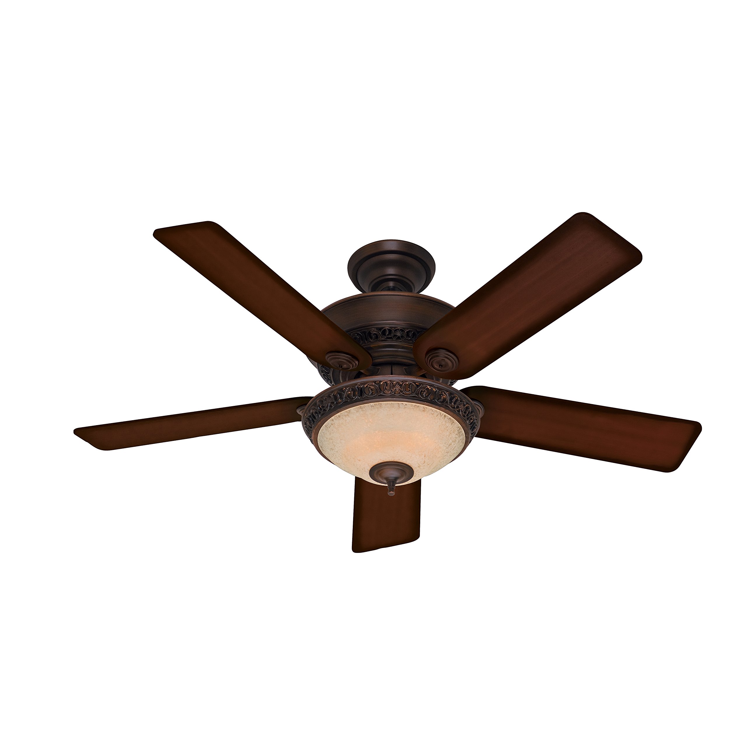 Hunter Fan 52in Traditional Cocoa Ceiling Fan with an Amber Scavo Glass ...