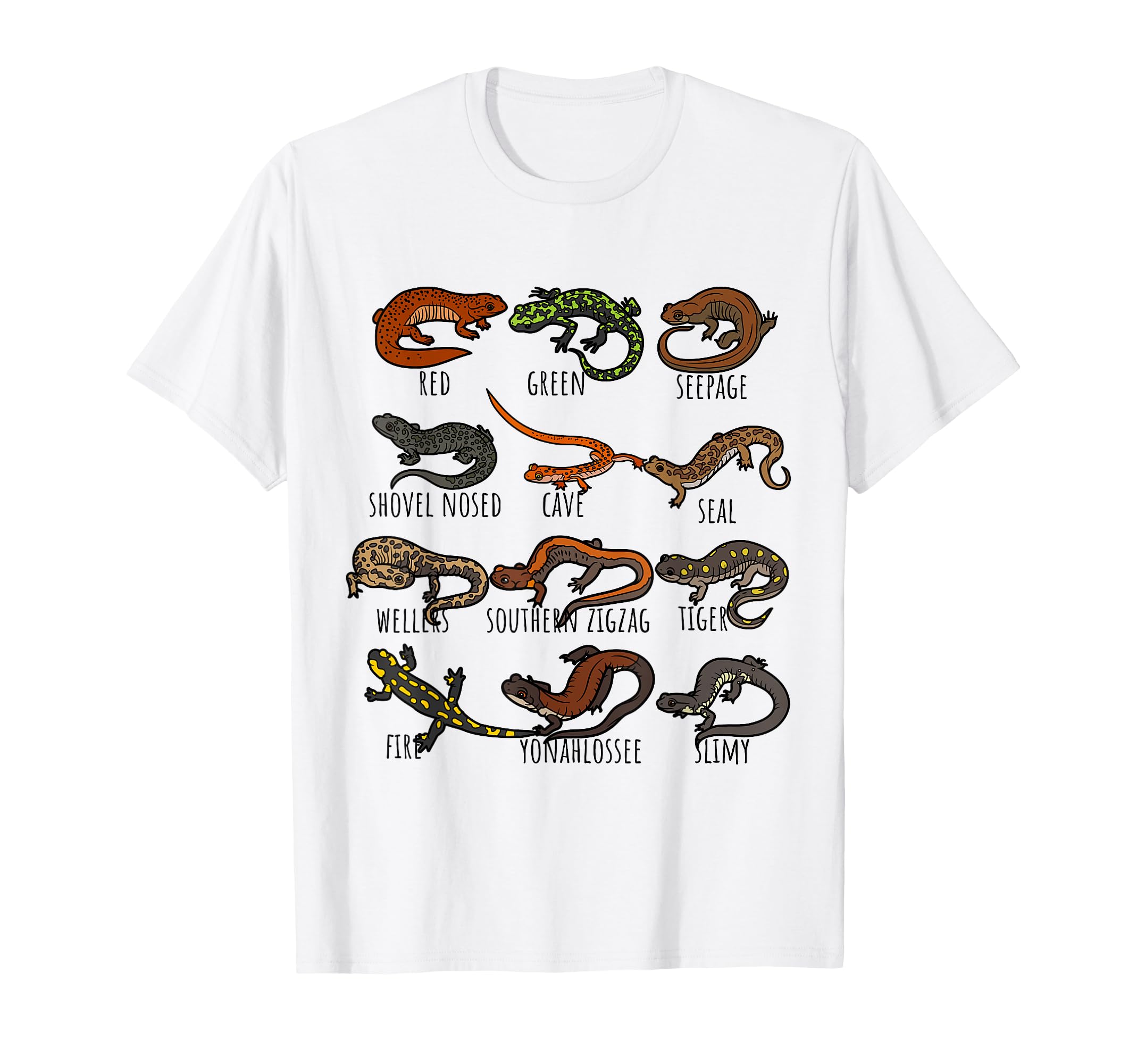 Different Type of Salamanders Breed Collection,Cute Salamand T-Shirt ...