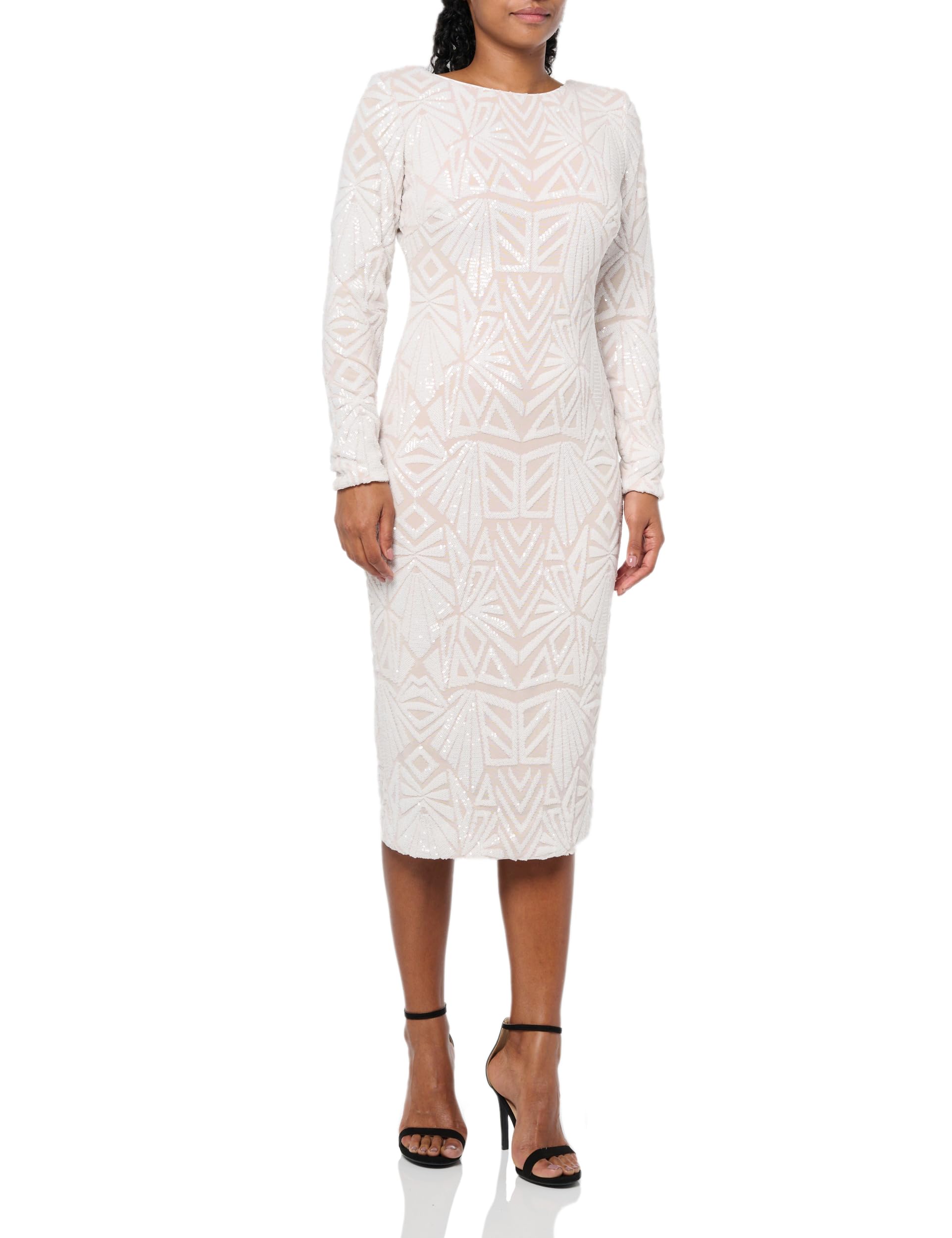 Dress the Population Women's Emery Long Sleeve Sequin Sheath Dress ...