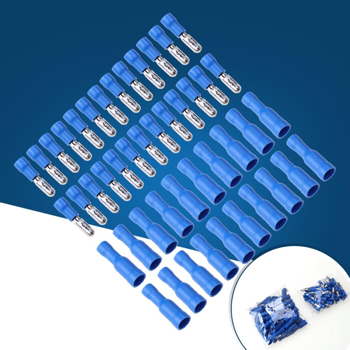 WINOMO 100pcs Blue Male And Female Insulated Wire Bullet Electrical ...