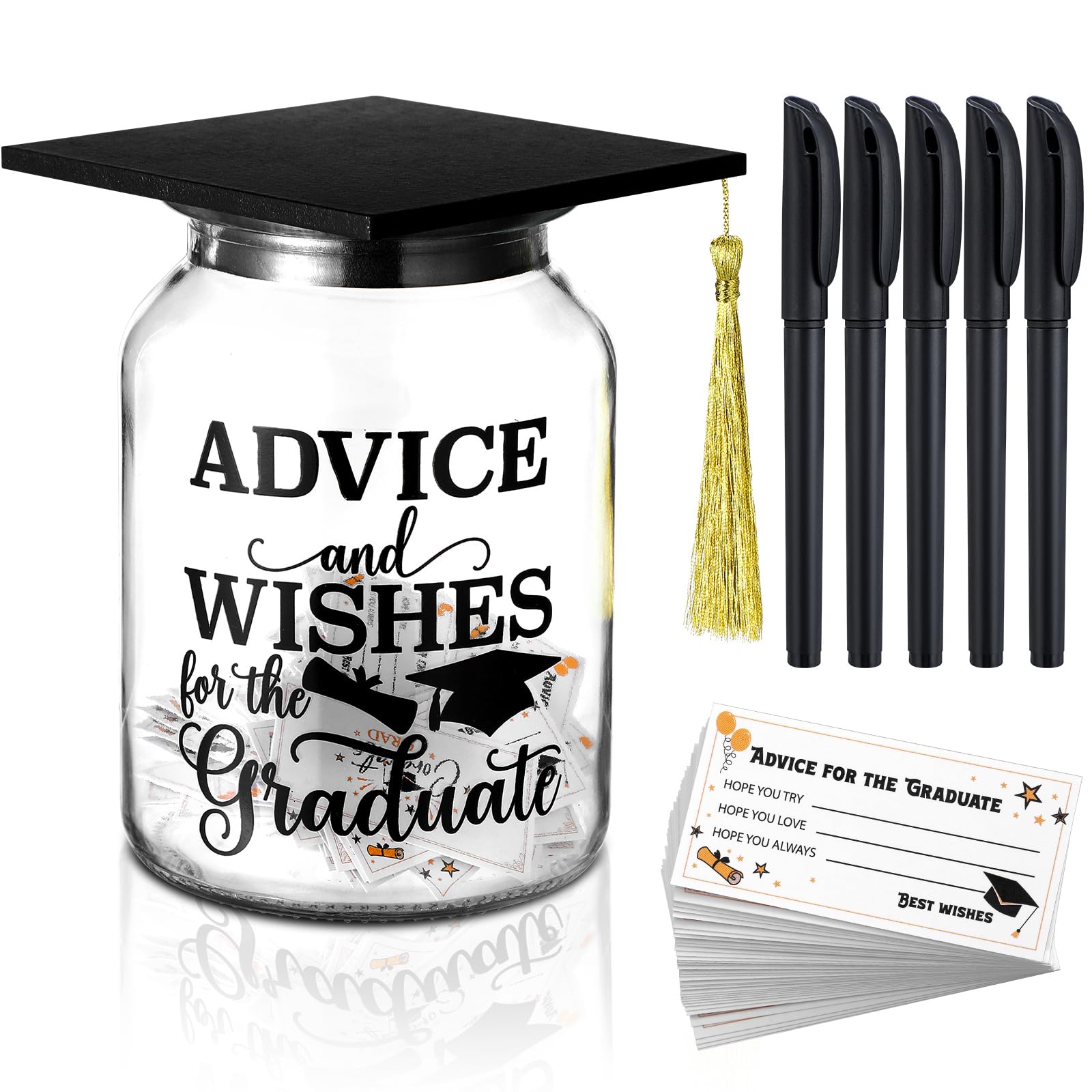 Dingion Class of 2025 Graduation Jar with 200 Advice Cards 8 Gel Pens ...