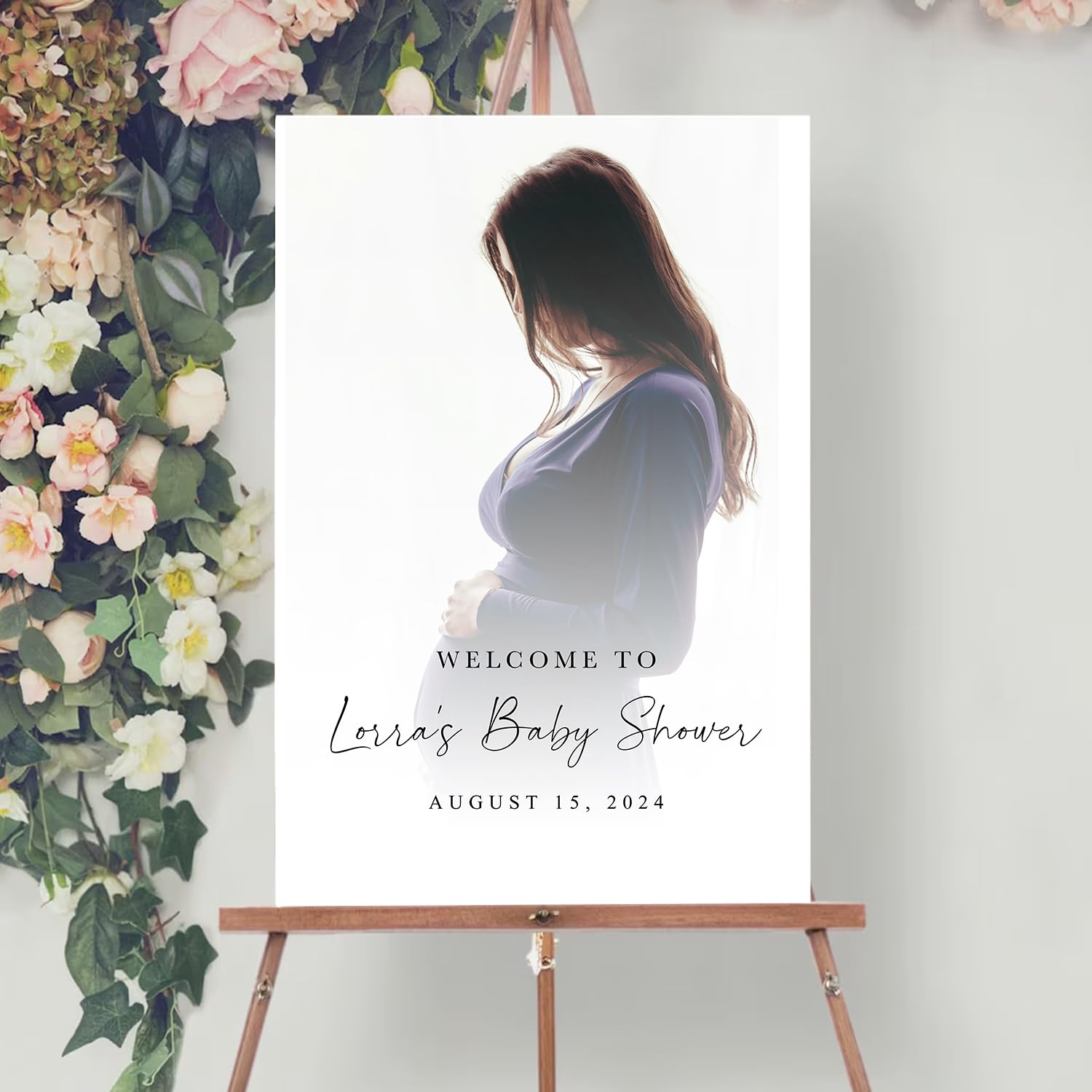 Personalized Baby Shower Welcome Sign With Stand, Custom Photo ...