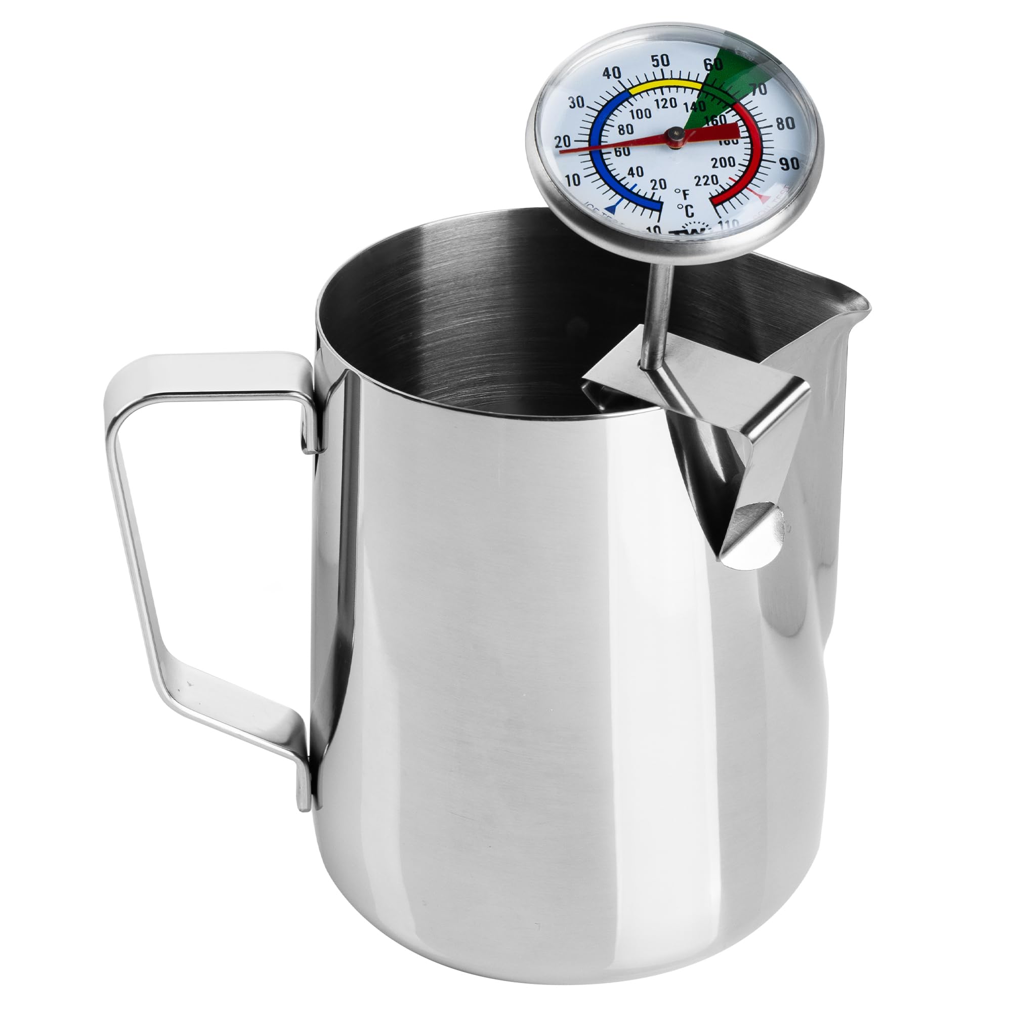 Stainless Steel Milk Frothing Pitcher With Thermometer for Steaming Milk - Ideal Milk ...