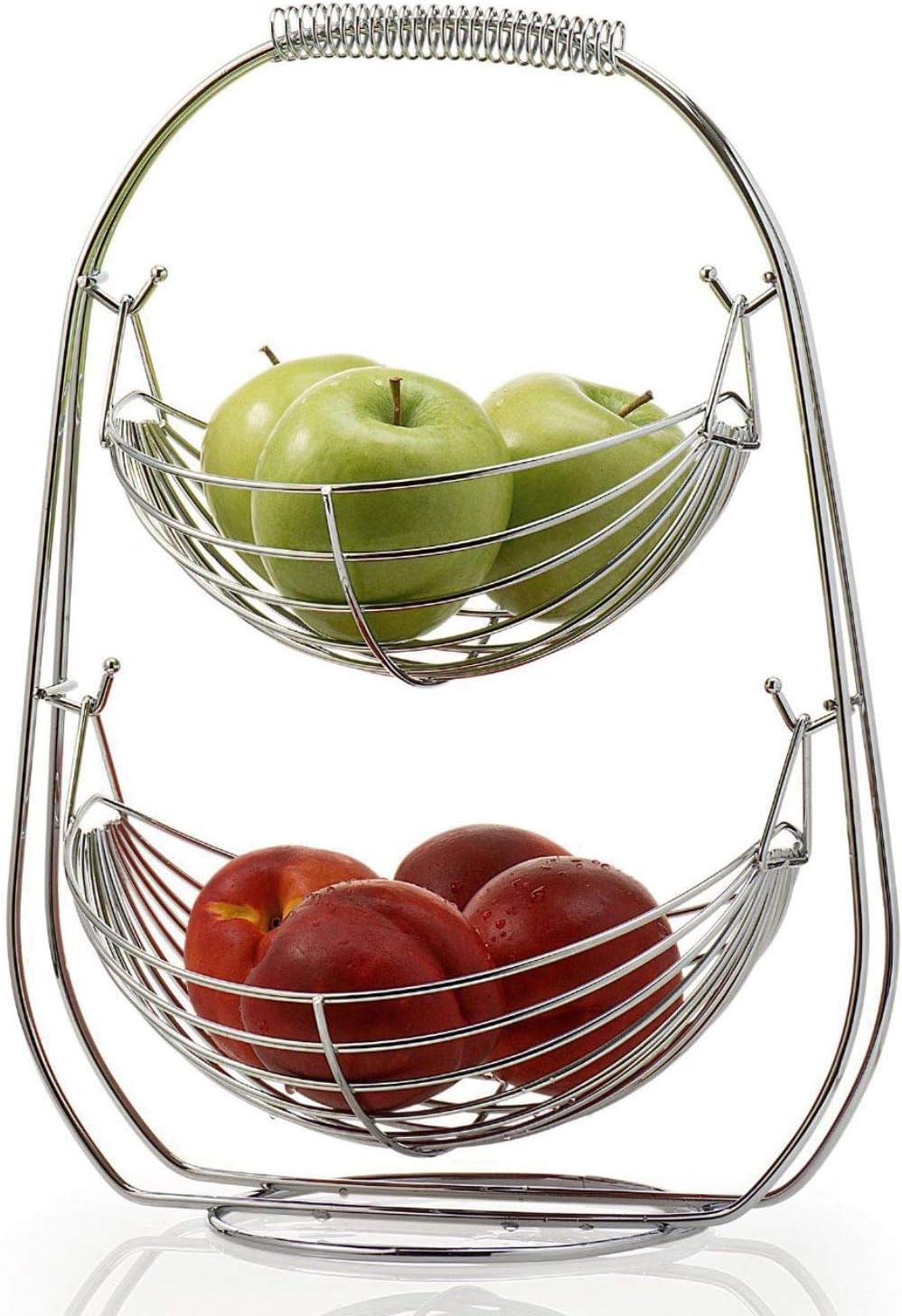 NONMON Frutero de 2 Pisos de Metal Cromado, Cesta de Frutas: Amazon.es ...