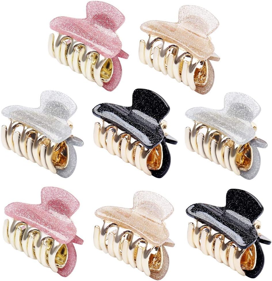 nuoshen 8 pcs Hair Claws Clips, Colors Vintage Acrylic Hair Clamps with ...