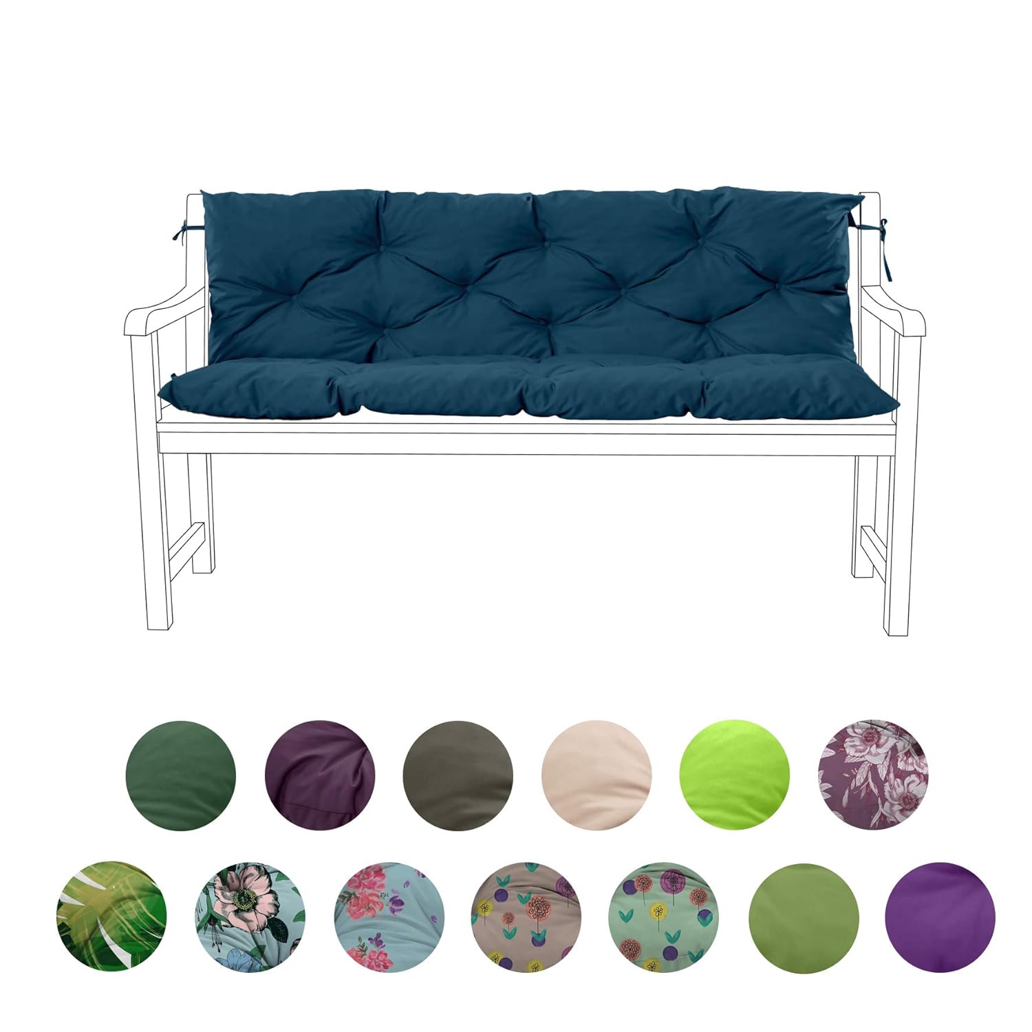 Gardenista Water Resistant Outdoor Garden 3 Seater Bench Backrest ...